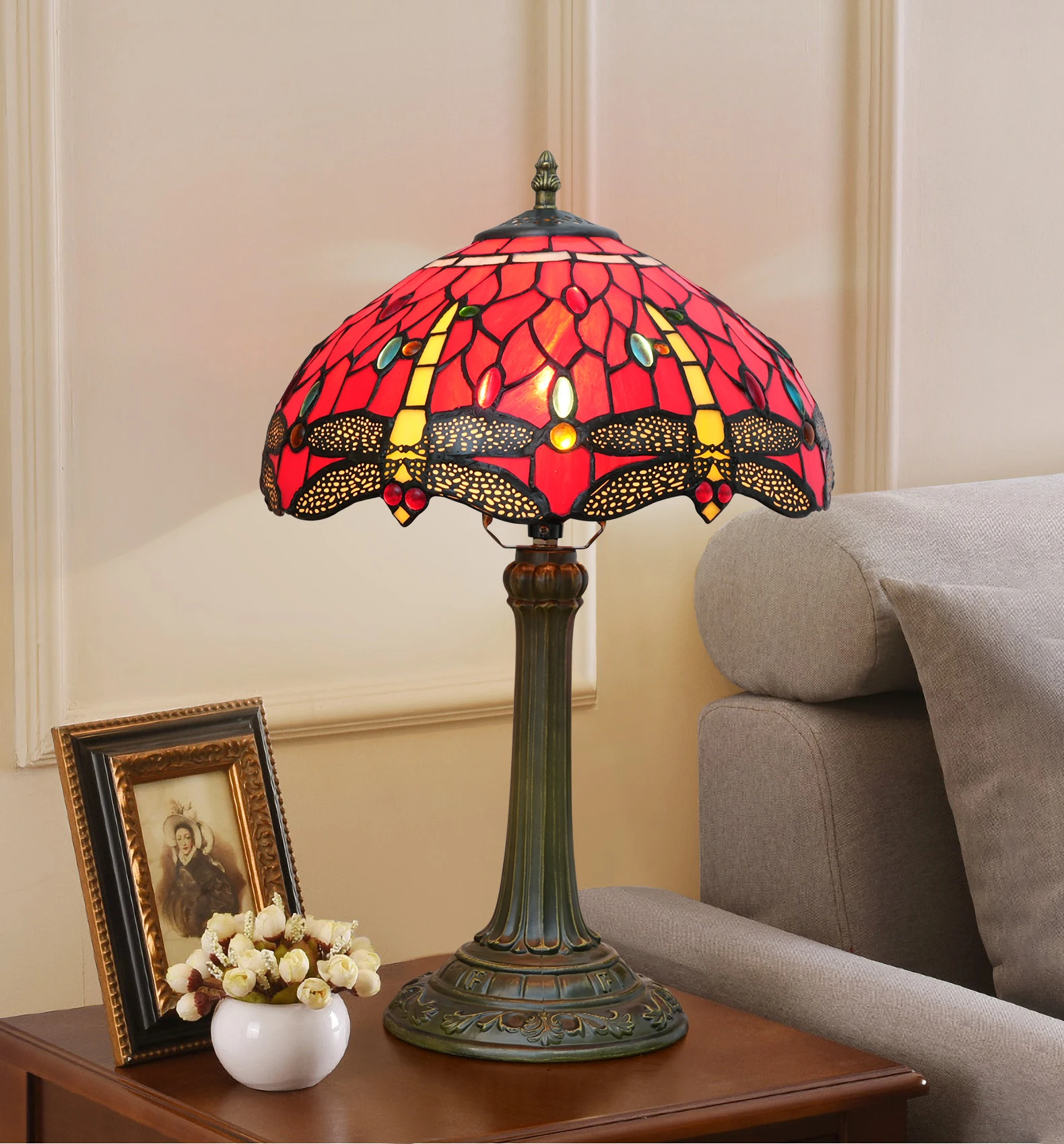 12 Inch Lamps - Elegant Tiffany Stained Glass Desk Lamps