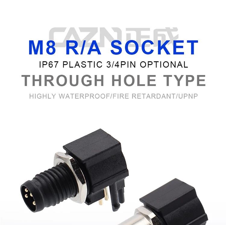 M8 Panel Mount Plastic Connector - Waterproof IP67 3pin 4pin