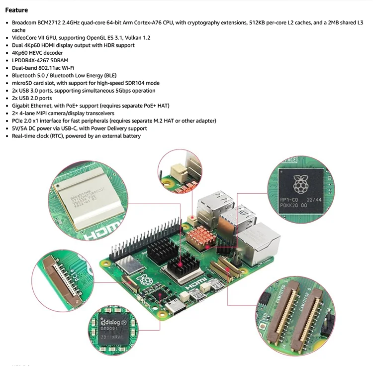 Raspberry Pi 5B Model B 4GB 8GB RAM DIY Kit+with Transparent Case+Pi ...
