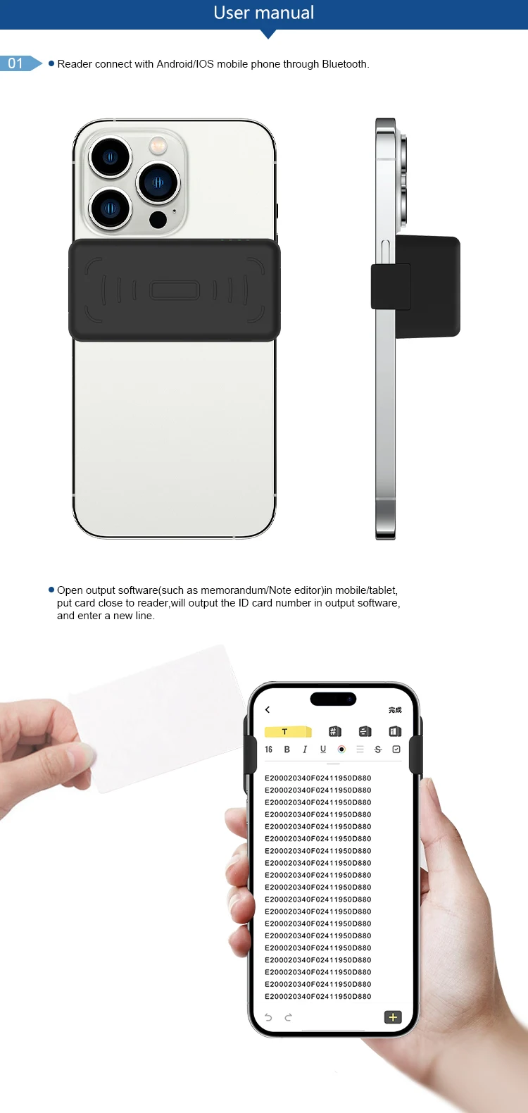 Chafon 860~960mhz Uhf Rfid Bluetooth Reader Supports Android Ios - Buy ...