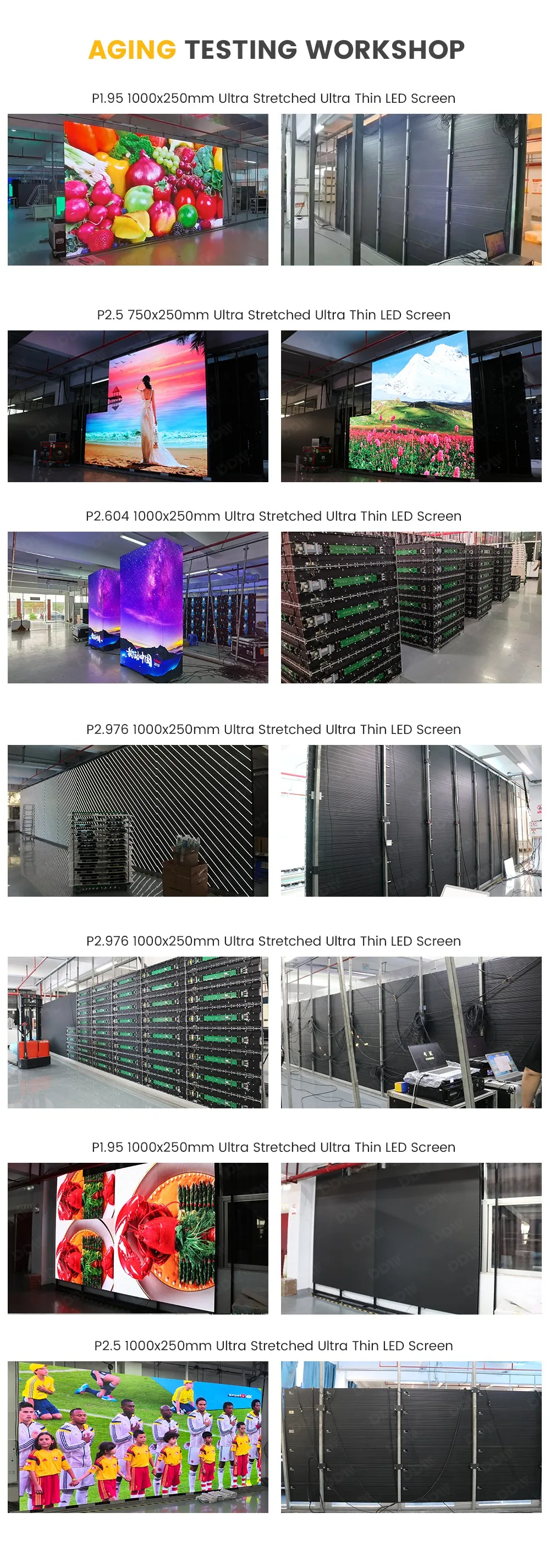 Ultra Thin Multi Size P1.25 P1.56 P1.95 P2.5 P2.6 P3.91 Indoor Video ...