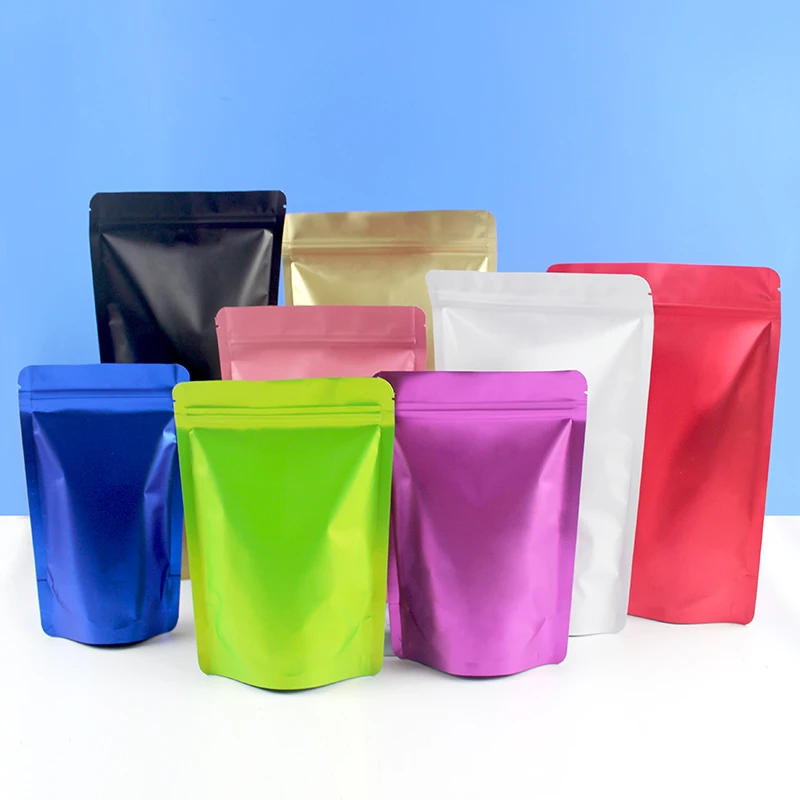 Gold Yellow Red Black Green Colored Aluminized Stand Pouch Resealable ...