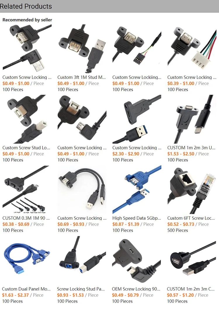 Screw Locking Micro Type C RJ45 Ethernet USB Panel Mount Cable