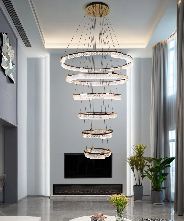 Modern High Ceiling Light Living Room Villa K9 Crystal Decorative ...