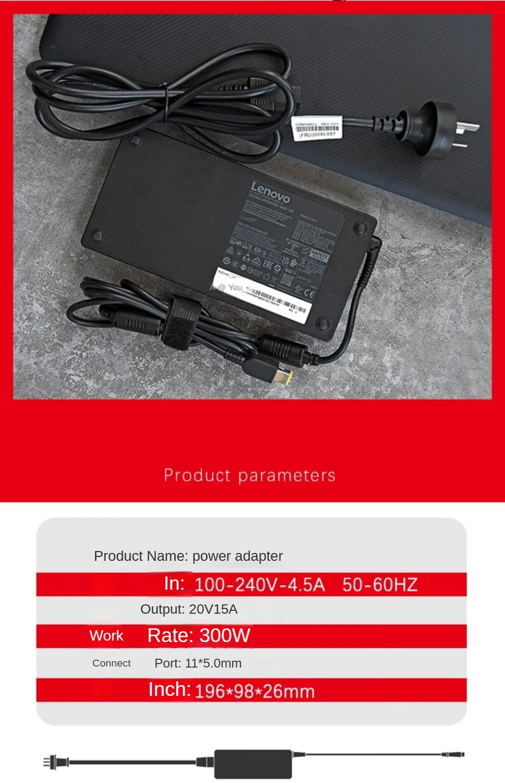 Lenovo Legionr9000 Y9000 300w Power Adapter Charger 20v 15a Power Cord ...