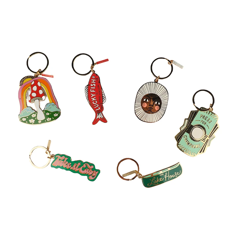 Company Logo Name Letter Gold Silver Soft Enamel Keyring Custom Design ...