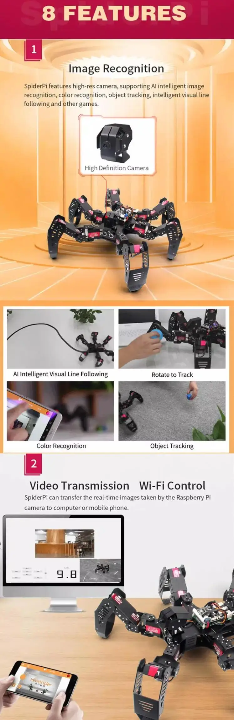 Hiwonder Spiderpi Steam Programming Hexapod Robot Powered By Raspberry Pi In 2020 - Buy Hiwonder ...