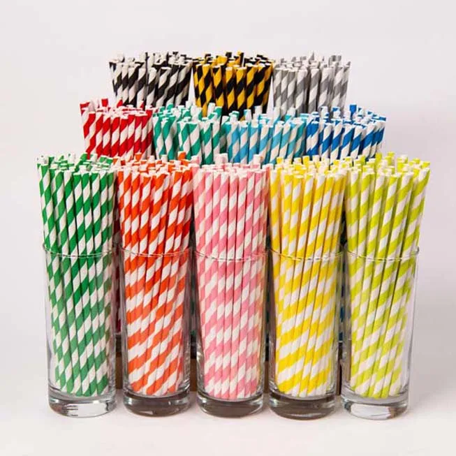 Rainbow Drinking Straws Biodegradable White Paper Straws Durable Eco ...