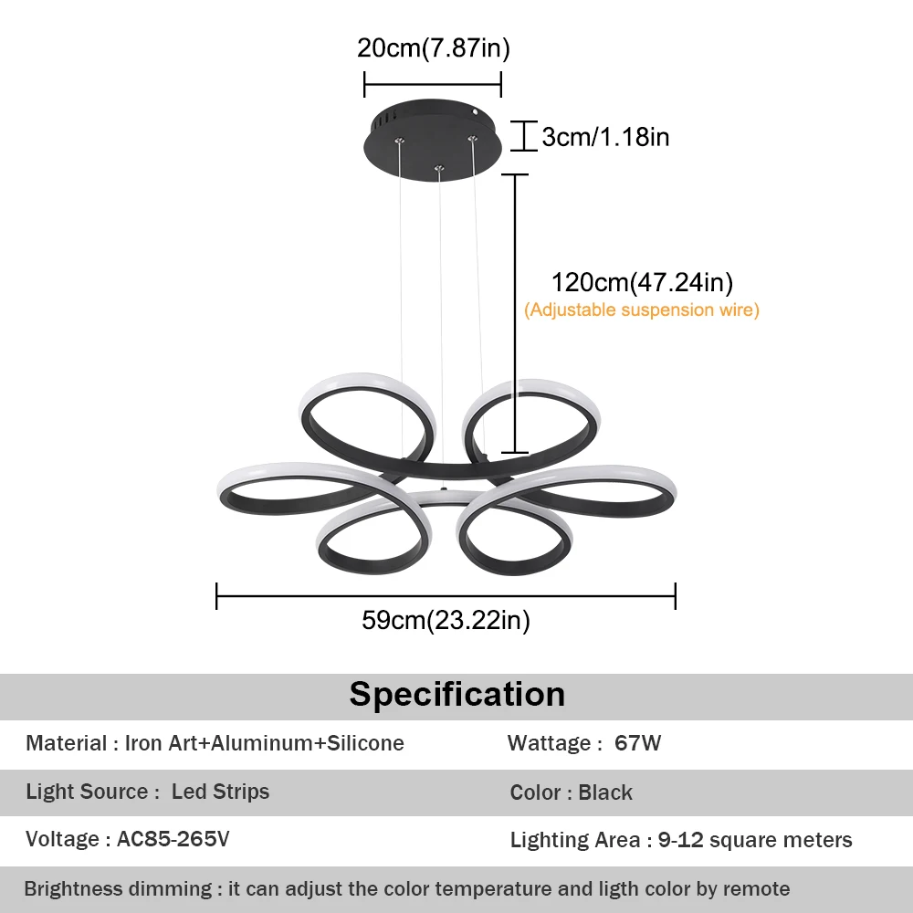 Smart Hanging Decorative Ceiling Ring Chandelier Lamp With With Remote ...