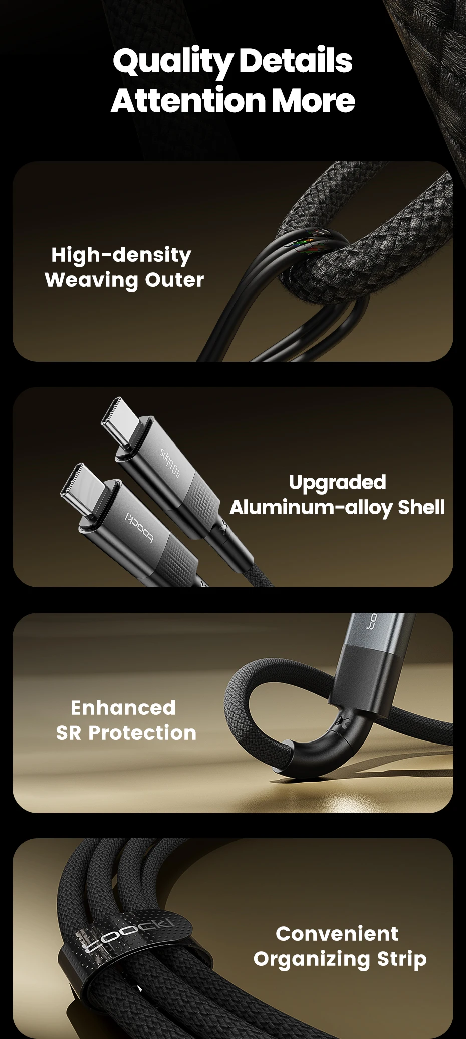 Toocki 240w Pd Fast Charging Cable High Speed Transmission Type C To Type C Usb 4.0 Data Cable ...