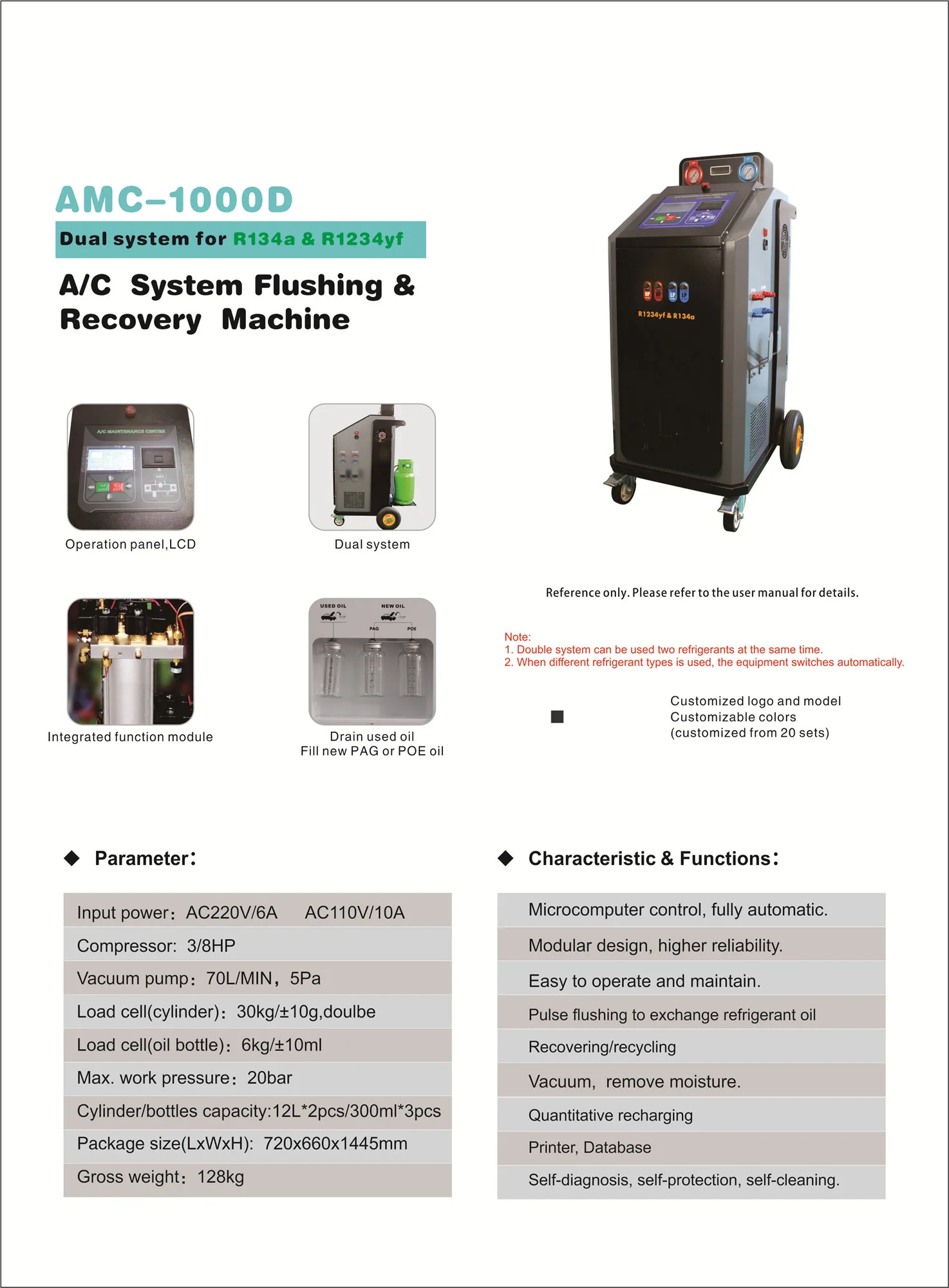 AMC-1000D Dual System Refrigerant Recovery Machine