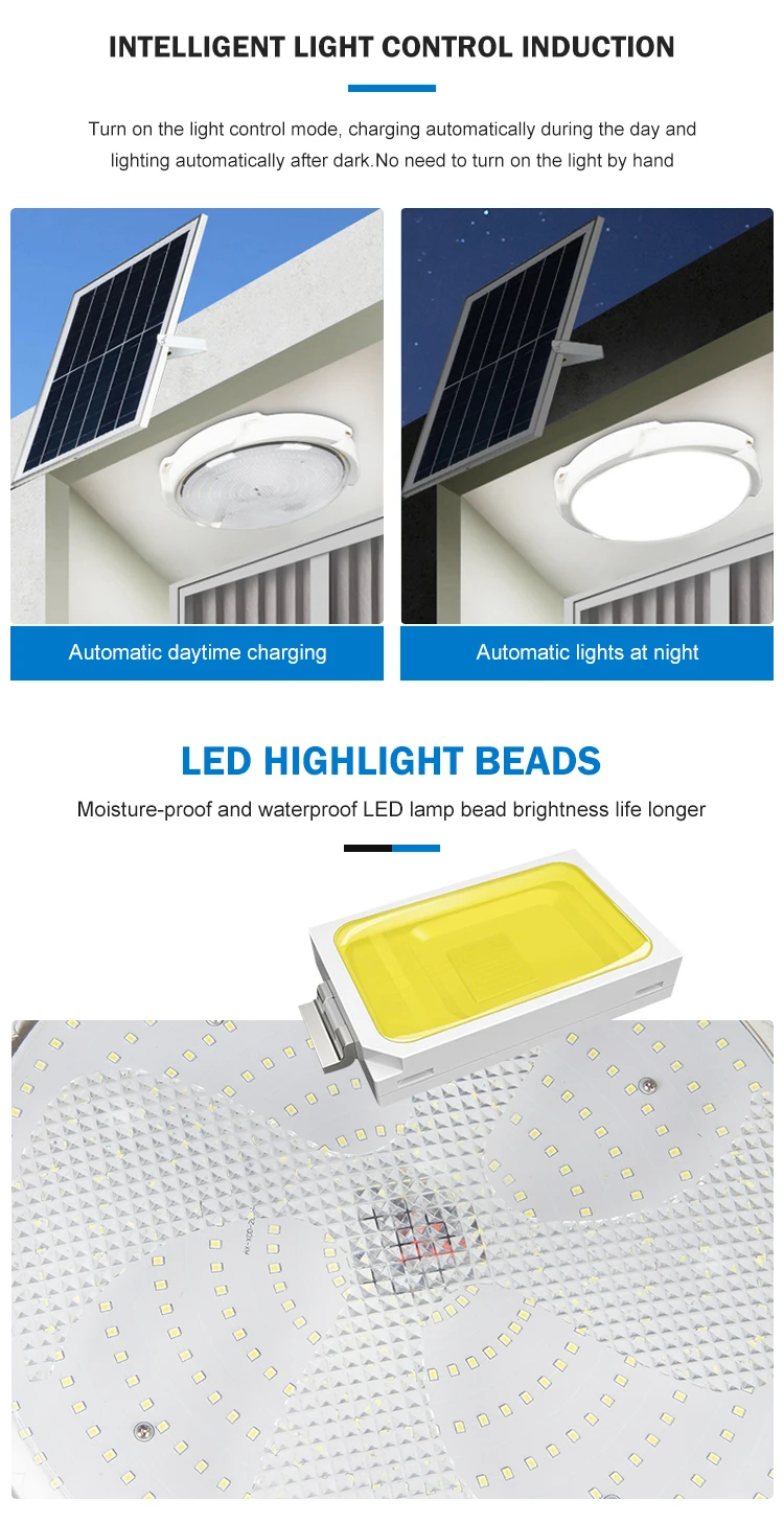 300 Watt Solar Powered Ceiling LED Lights for Indoor Homes