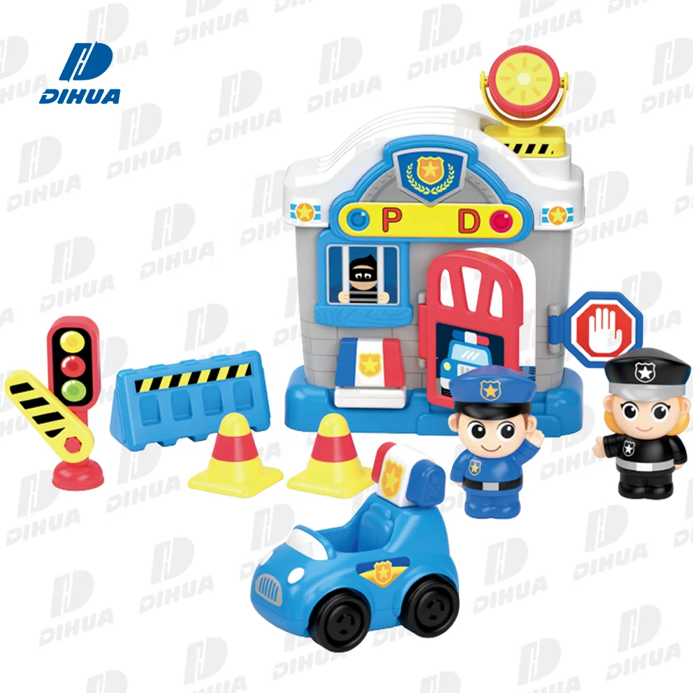 Cartoon Play Set Police Station Toy with Traffic Scene, Cartoon Doll ...