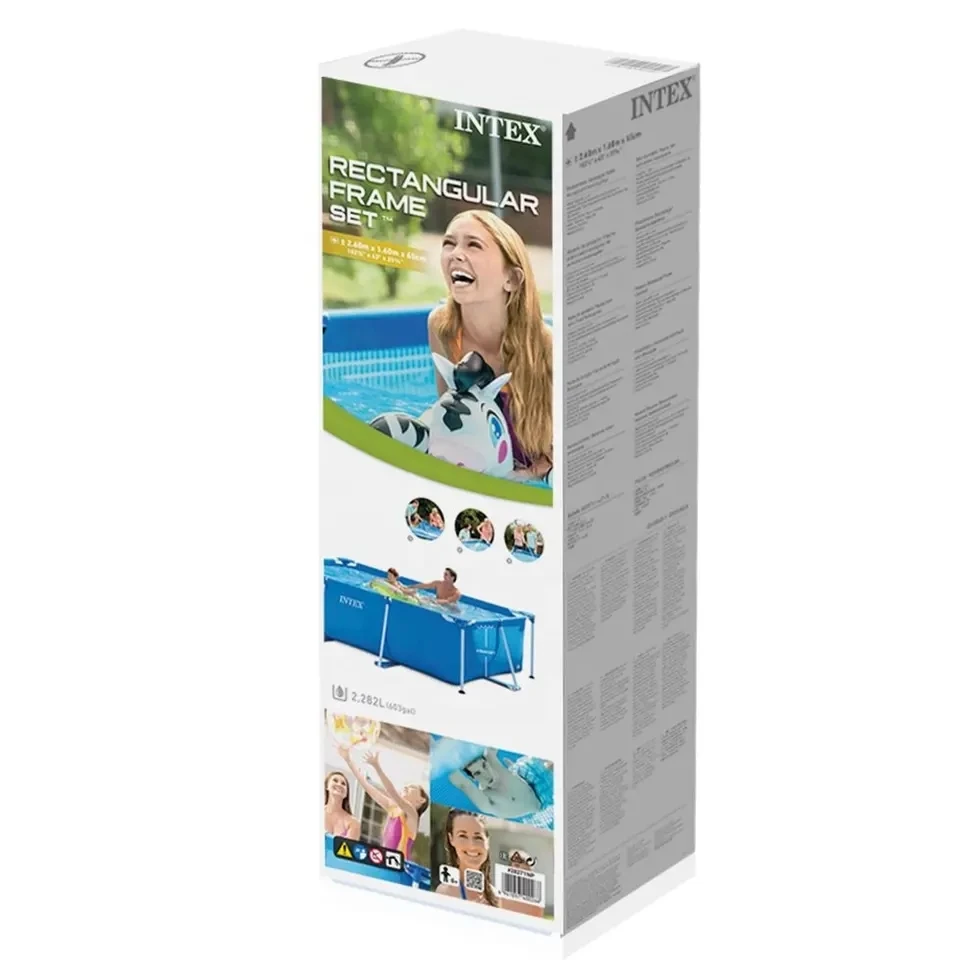 Intex 28273 450cmx220cmx84cm Blue Steel Frame Swimming Pool Rectangular ...