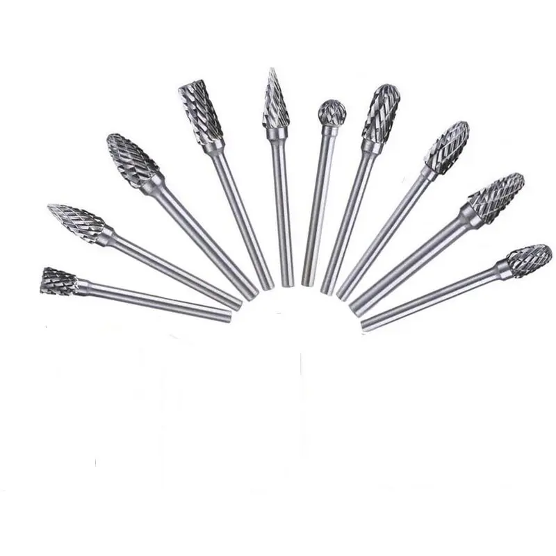 Rotary Burr Set 10 Pieces 1/8"(3mm) Shank 1/4" Head Size For Drilling ...