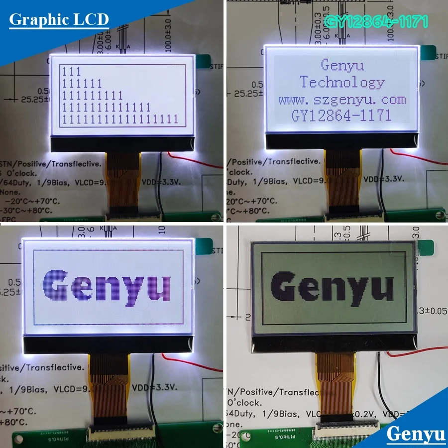 Custom Lcd Display Oem Panel Monochrome 16x2 Character 128x64 Graphic ...