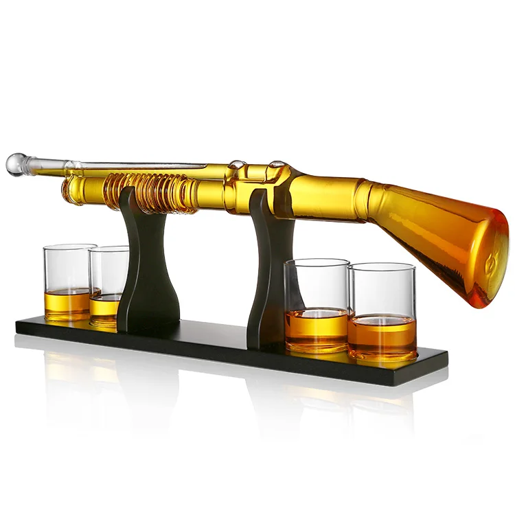 Rifle Shape Glass Whiskey Decanter - Eco-Friendly Set