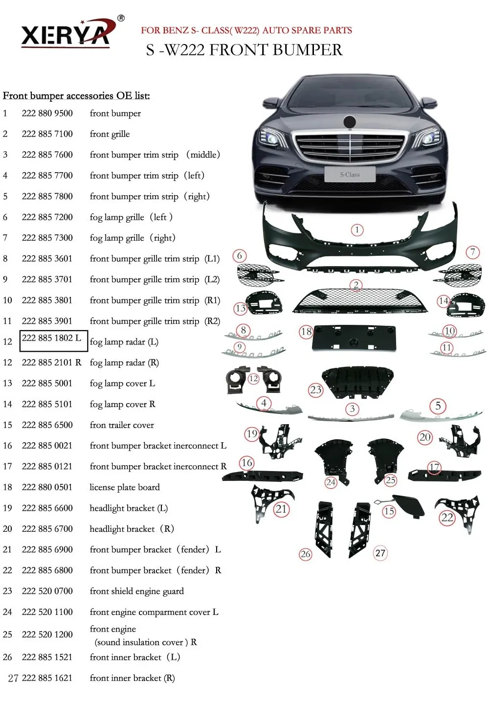 MERCEDES S-CLASS W222 FRONT BUMPER - AMG CHINA FACTORY SALE