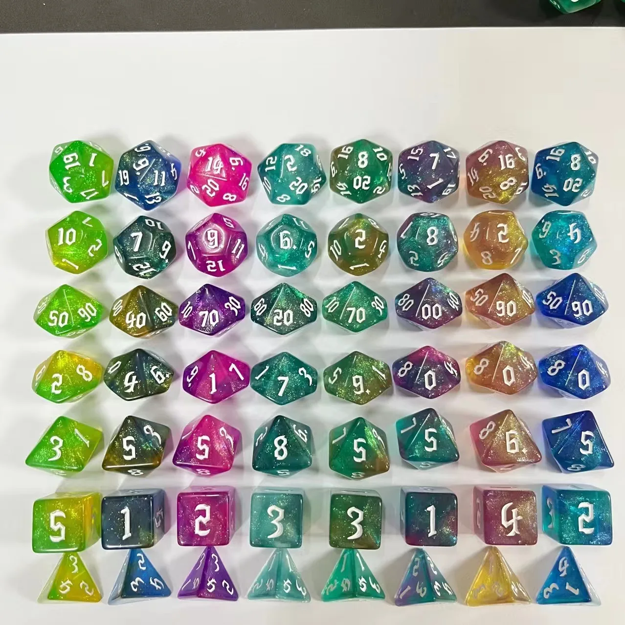 Custom Translucent 7 Piece Dnd Engraved Polyhedral Resin Crystal Dice ...