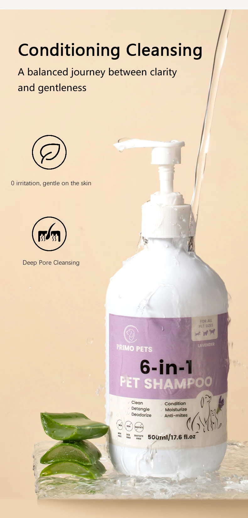 New Design Self Cleaning Pet Shampoo Shower Gel Foaming Dog Cat 6-in-1 ...