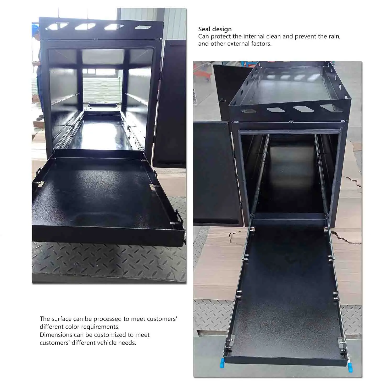 Caravan Front Toolbox With Dual Slides Jerry Can Holders Black Extended ...