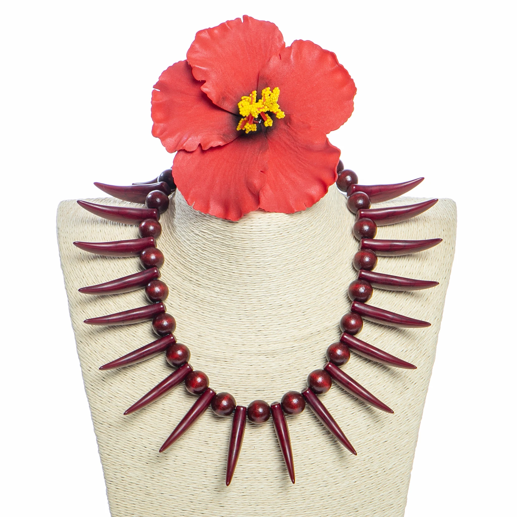 Wine Color Island Samoan Necklace - Festive Events 14 Inch