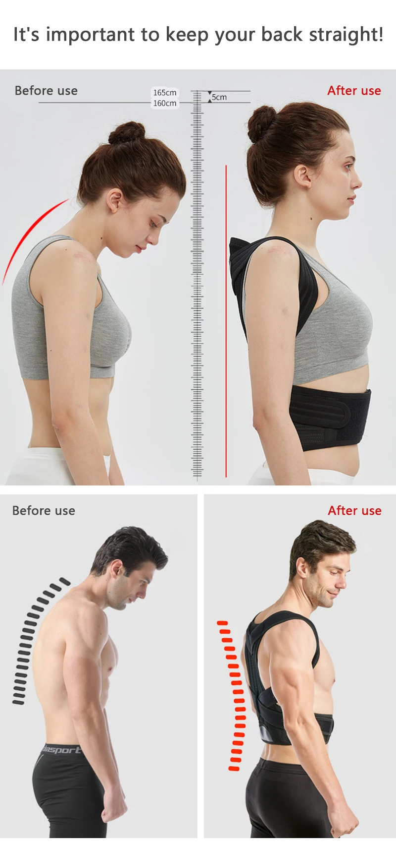 Adjustable Back Support Therapy Shoulder Lumbar Brace