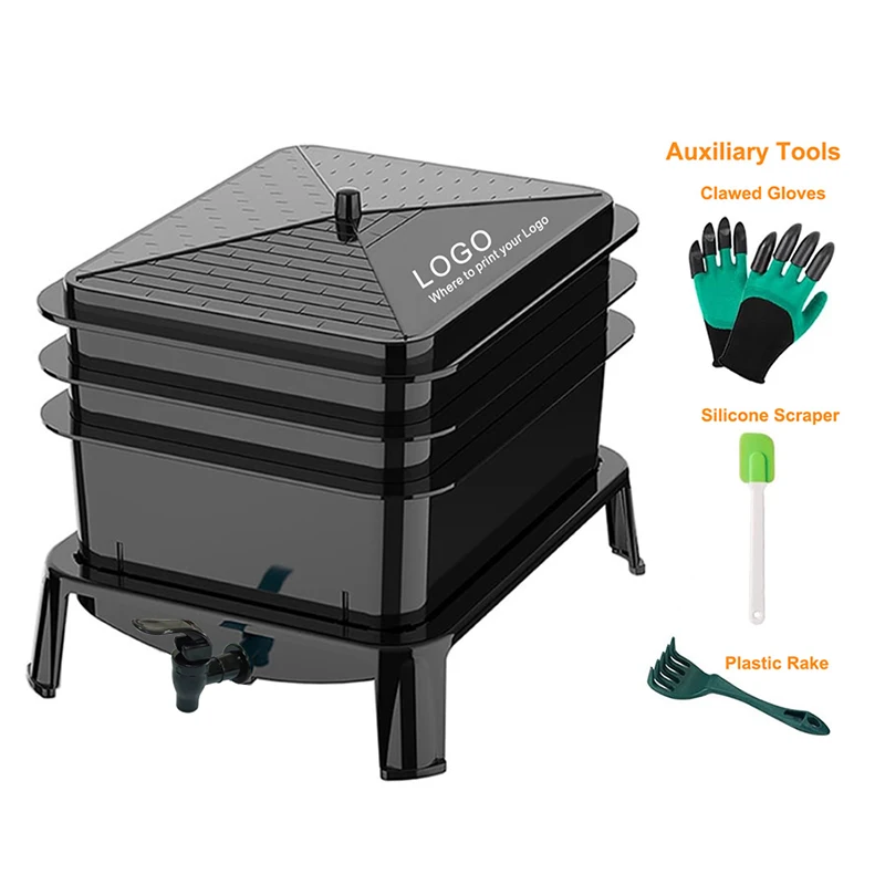 30l Worm Farm With Auxiliary Tools 3-tray Composter Worm Tower ...