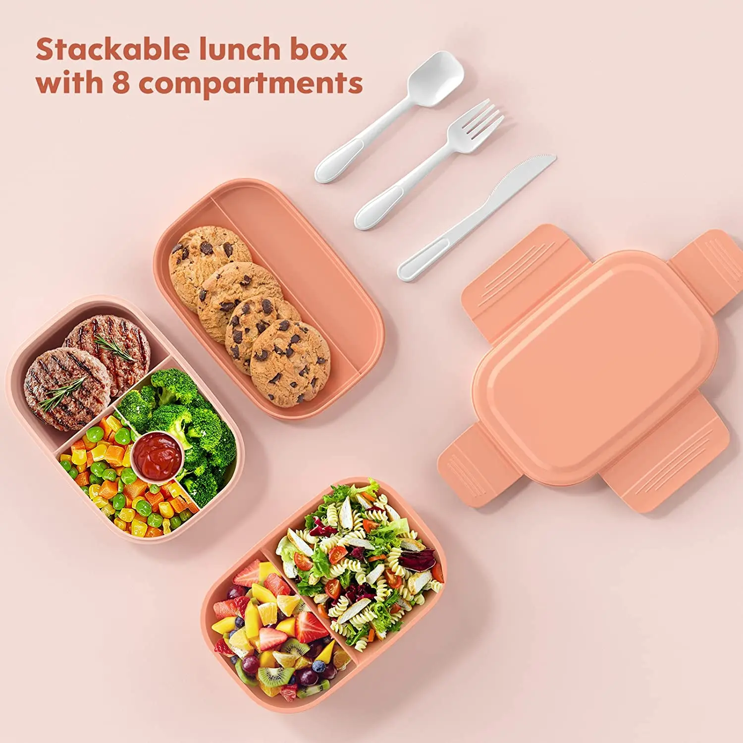 Promotional Pp Plastic Lunch Box Double Layer Salad Lunch Box Multi ...