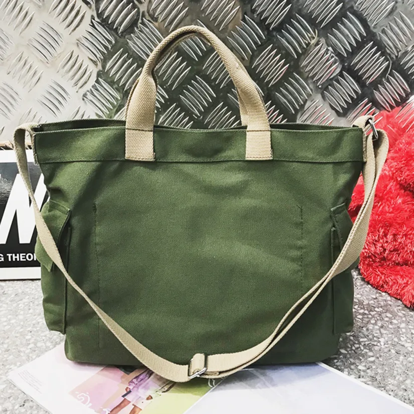 Advanced Quality Fashion Large Capacity Shoulder Solid Color Canvas ...