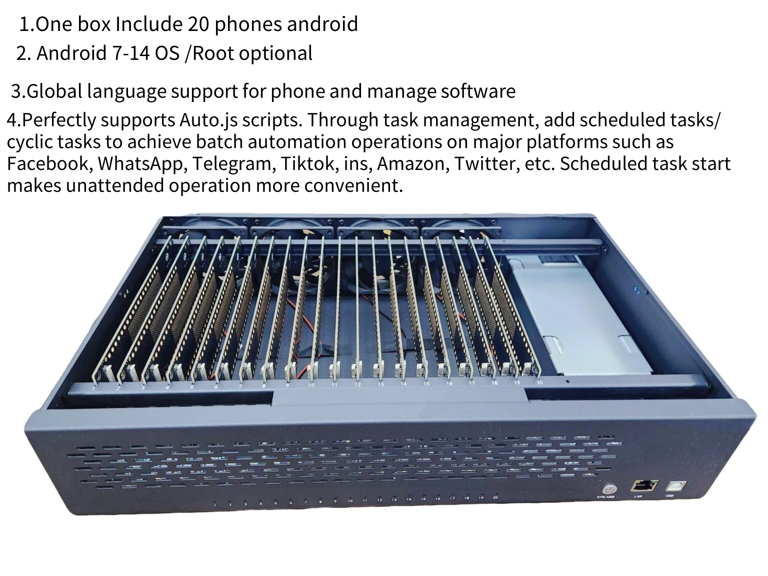 Cell Mobile Phone Bot Farm Box - AI Growth Tool for Social Media