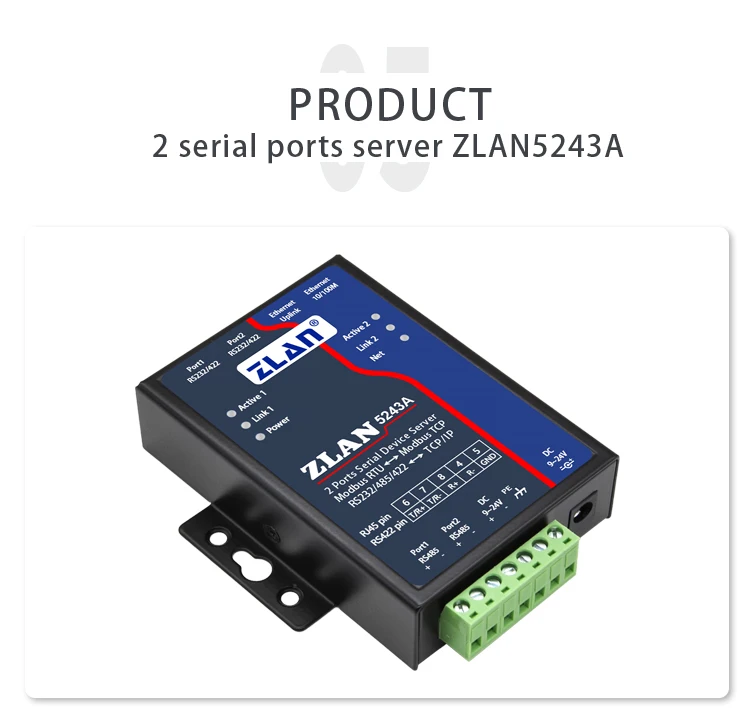 2 Ports Ethernet Converter Rs485 To Ethernet Tcp Ip Modbus Gateway ...