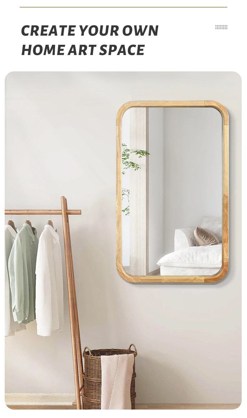 163X41 Factory Price Rural Style Square Wooden Wall Mirrors Large Solid ...