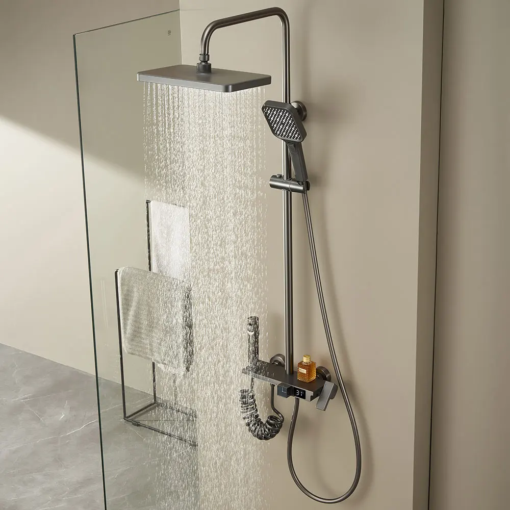 Scwy Modern Smart Wall Mounted Temperature Display Digital Brass Bath ...