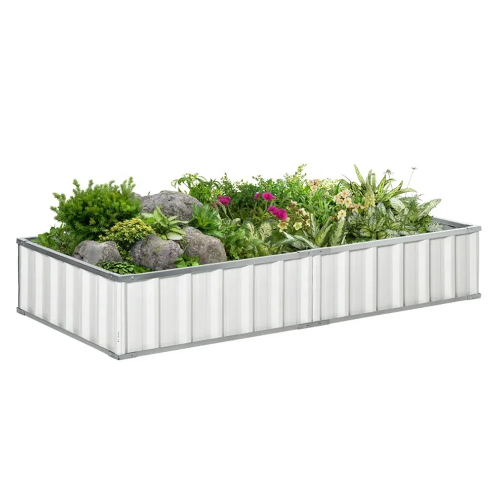 Galvanized Metal Outdoor Raised Garden Bed Large Steel Metal Planter ...