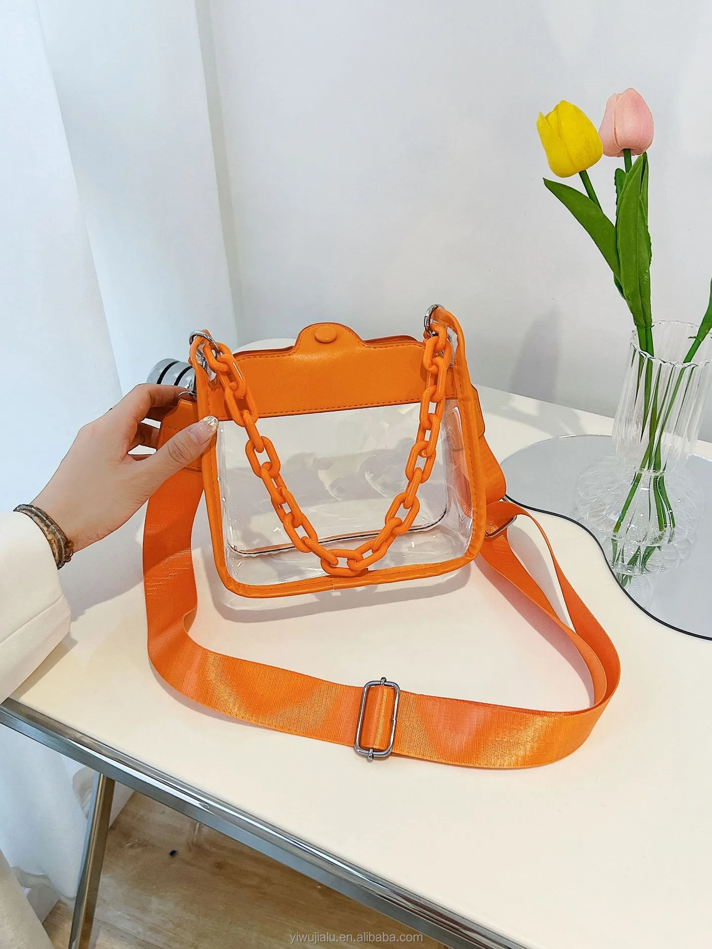 Women Stadium Approved Clear PVC Shoulder Crossbody Bag Clear Handbag ...