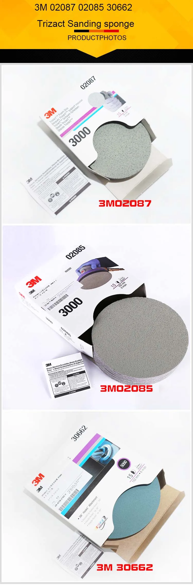 3m Trizact 6 Inch Wet And Dry Car Paint Superfine Beauty Sponge Disco ...