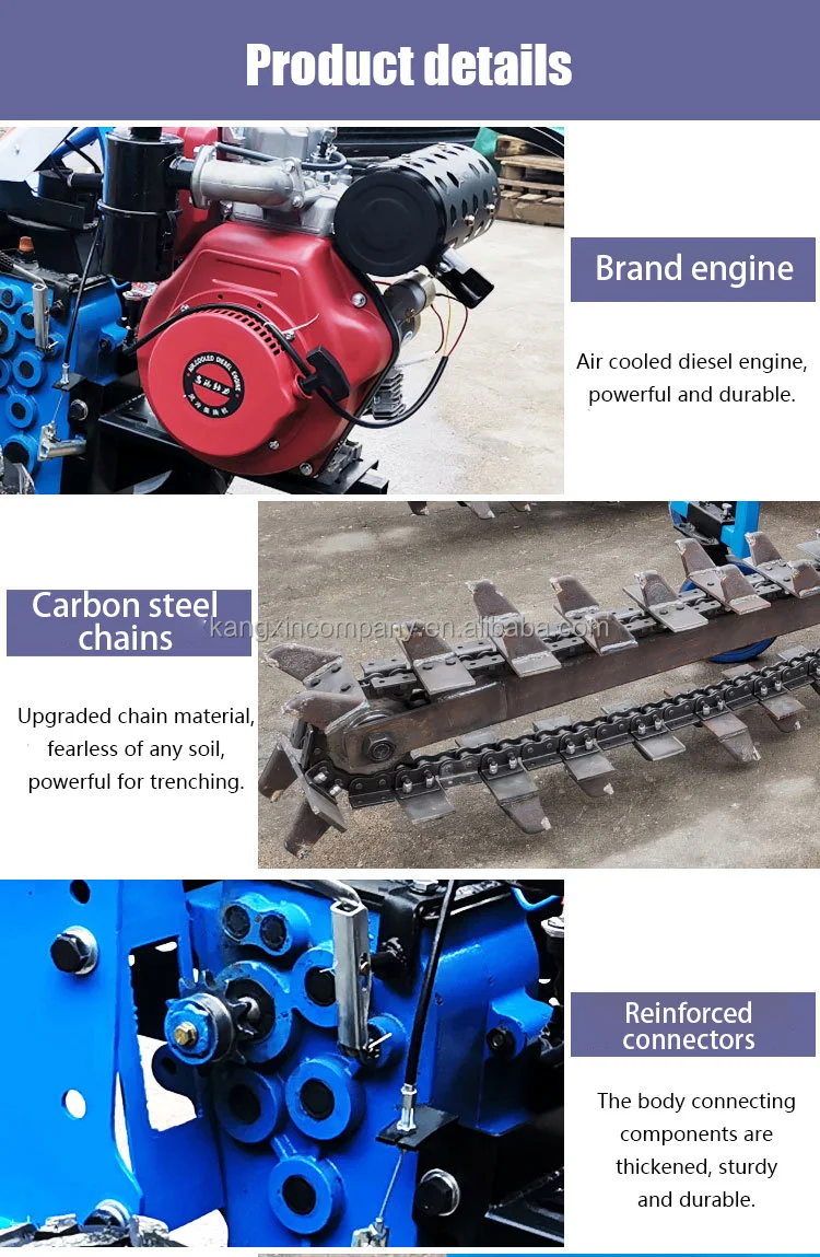 Multi-functional Chain Trencher Machine Diesel High Horsepower Cable ...