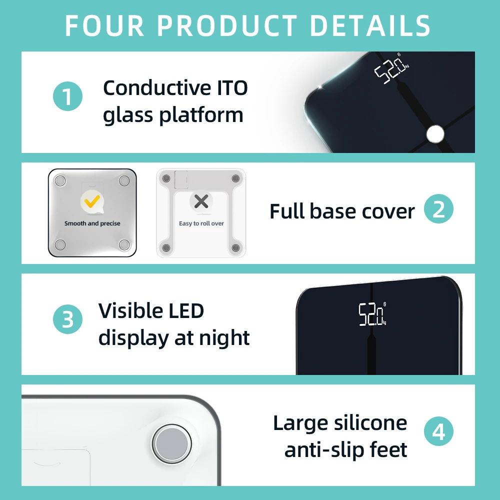 Smart Body Composition Scale Bathroom Smart Full Body Analysis Digital ...