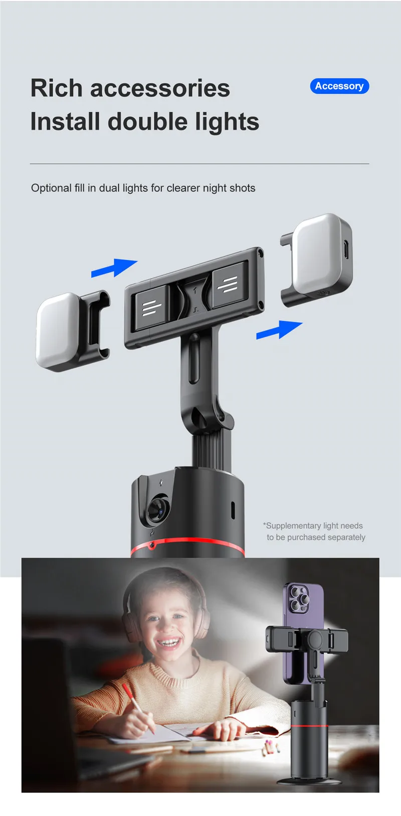 AI Intelligent P02 Gimbal Stabilizer - 360 Rotation Tracking