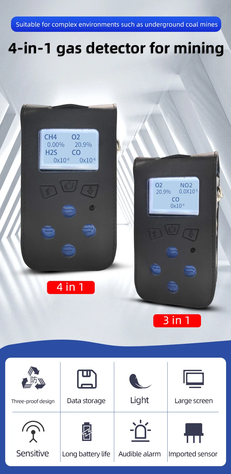 Portable Type Mining Use Multi Gas Detector Explosion Proof Gas ...