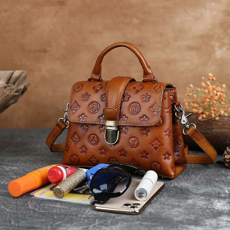 High Quality Retro Genuine Leather Tote Bag With Buckle Hask Cowleather ...