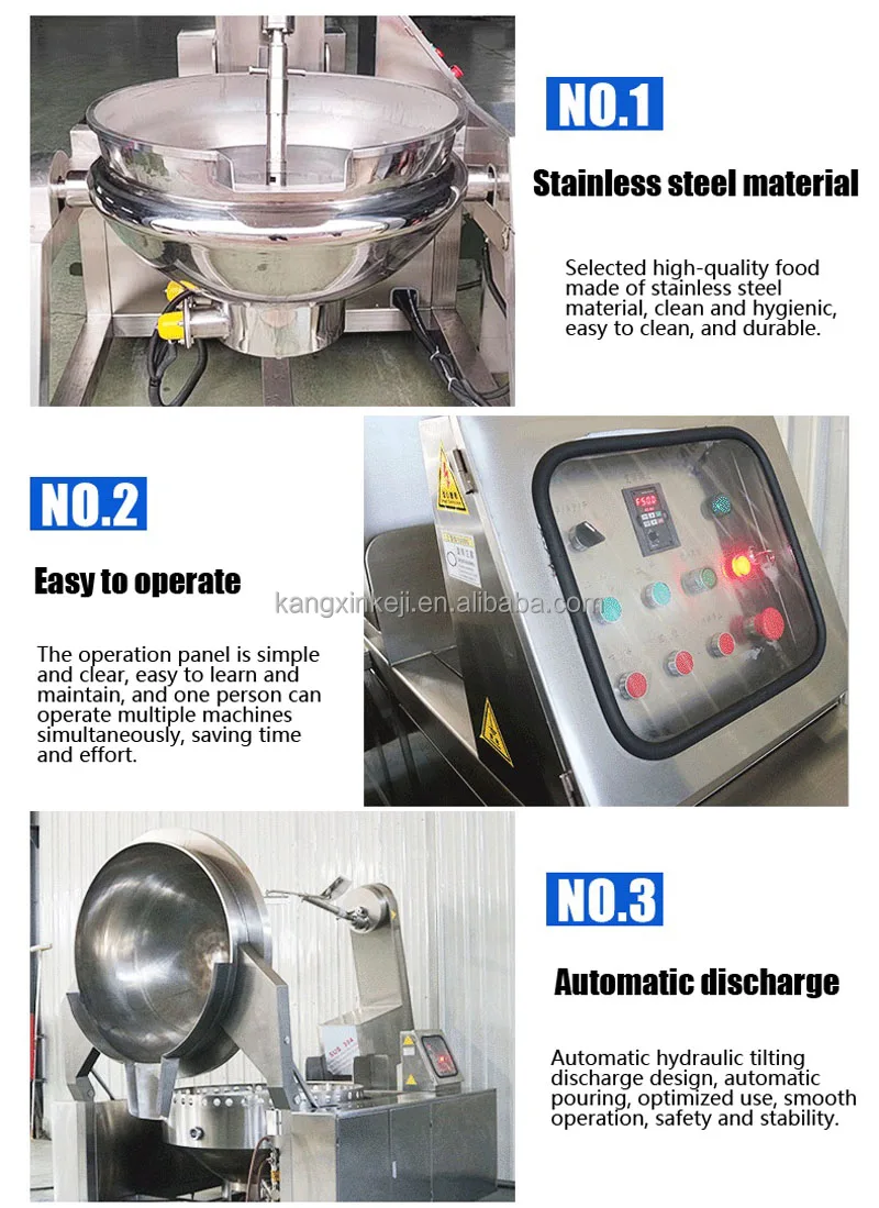 Automatic Gas Jacketed Kettle Electric Mixer Tilting 200 Liter Hammered ...