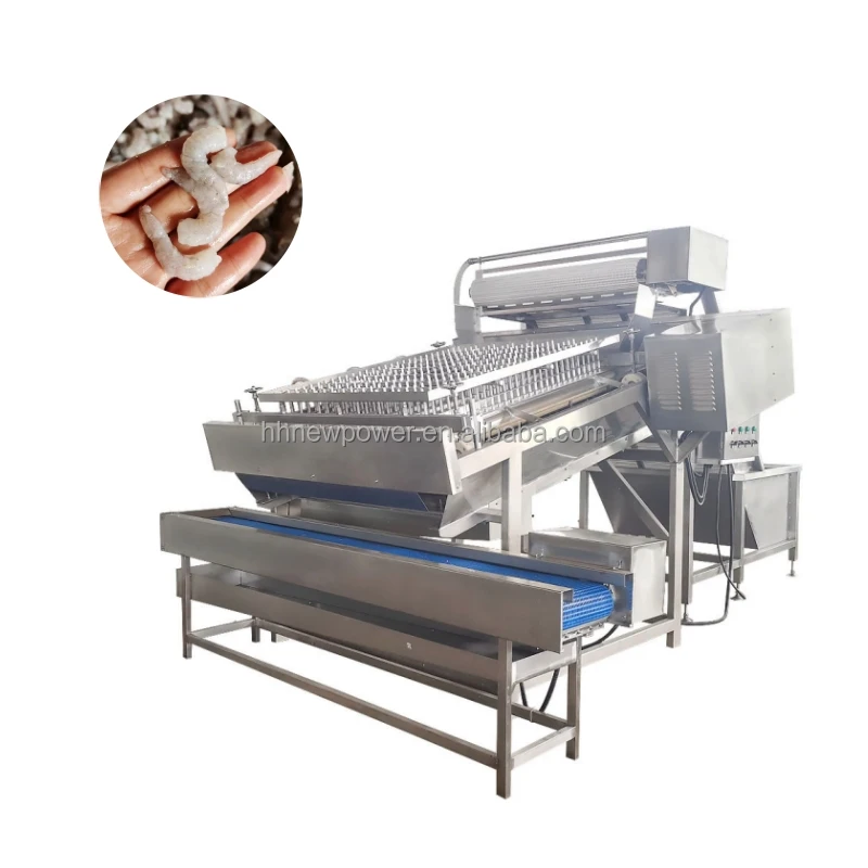 Fresh Prawn Shrimp Washing Peeling Grading Machine 12 Rollers Shrimp ...