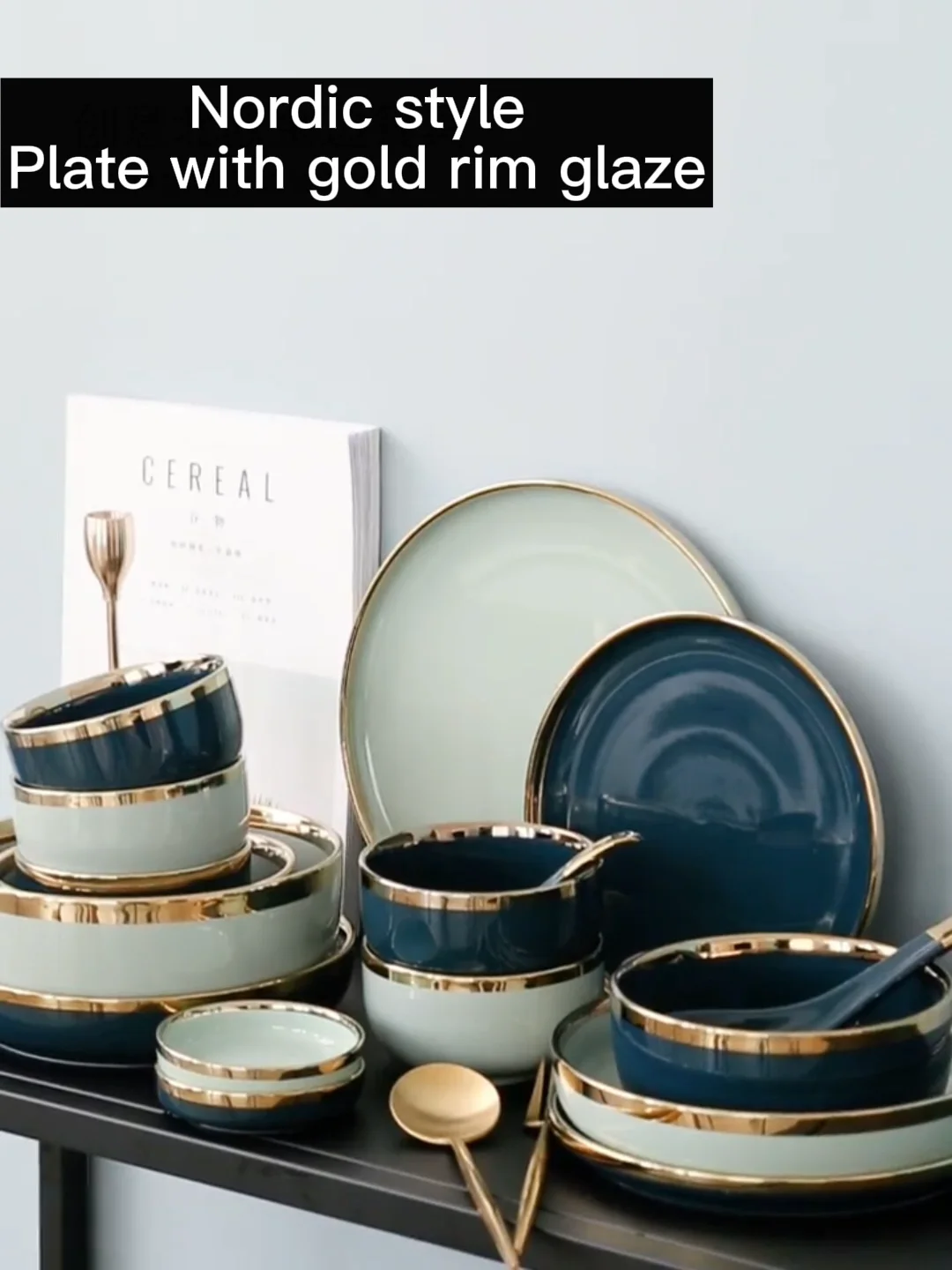 Nordic Navy Blue Black Crokery Fine Bone China Tableware Porcelain ...