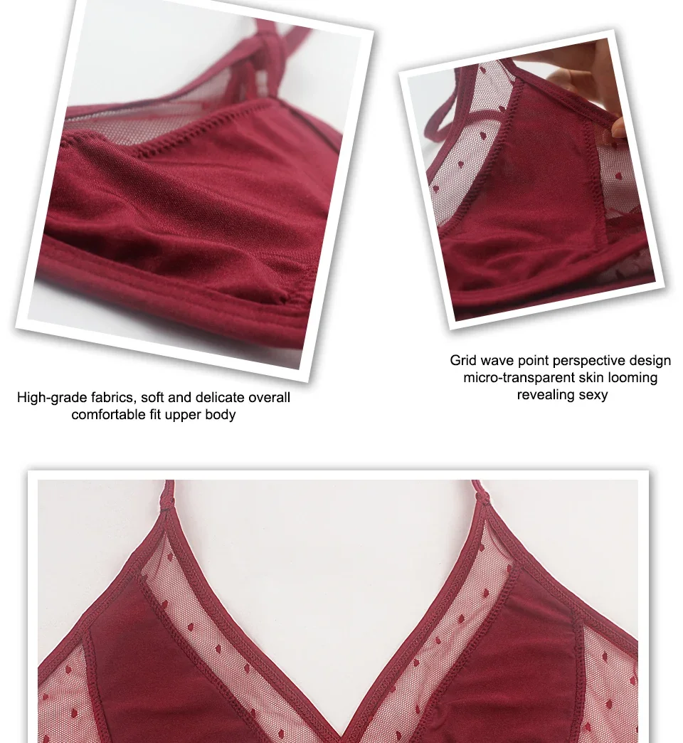 Sexy Lace Bralette Women Mesh Dot Bra Translucent Thin Bralet Triangle ...