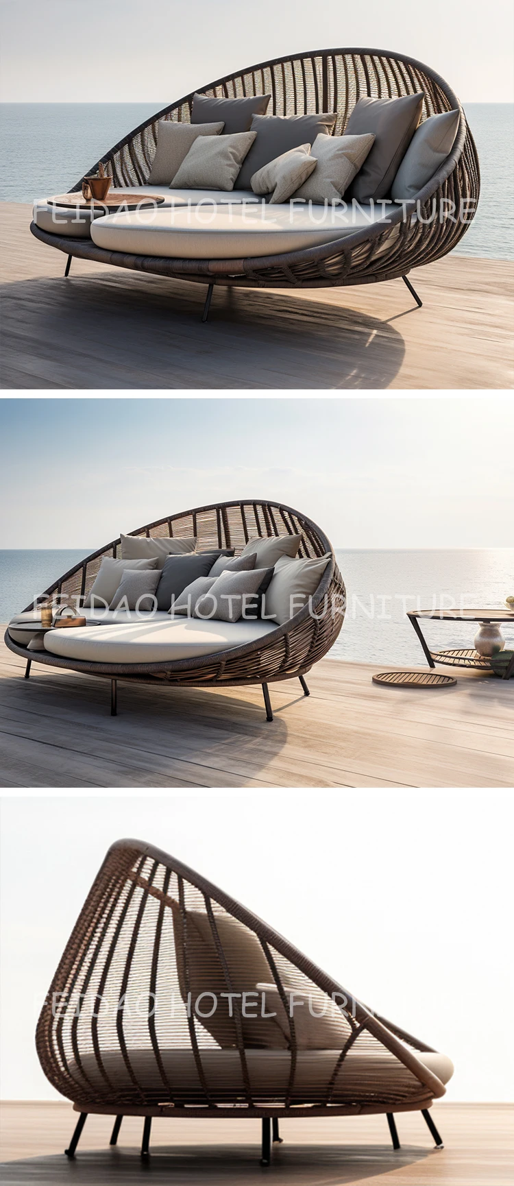Swimming Pool Use Wicker Nest Outdoor Daybed Lounge Bed