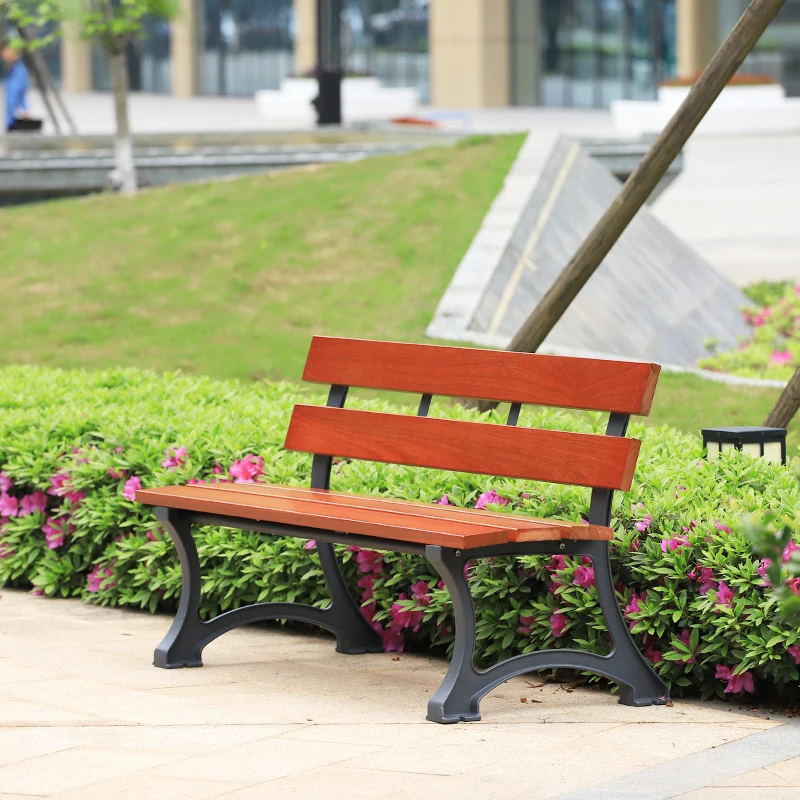 Outdoor Park Bench With Tropical Wood Slats Urban Street Bench With ...