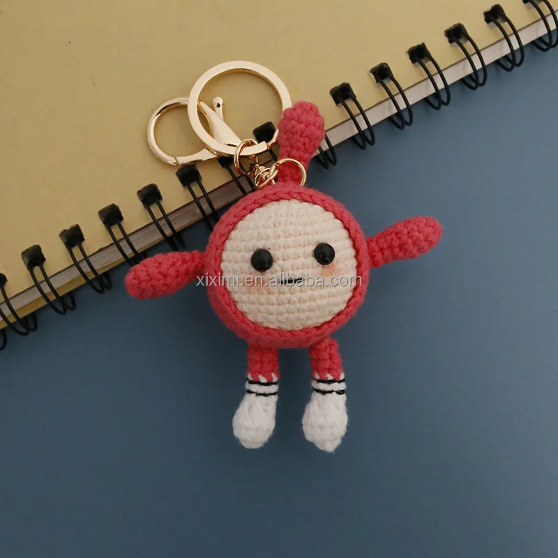 Custom Mini Handmade Woven Crocheted Animal Key Ring Knitting Yarn Bag ...