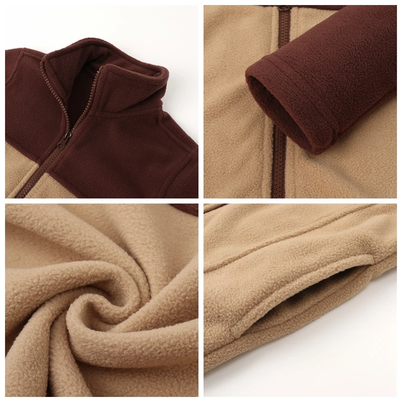 Winter Youth Kids Fleece Jacket Custom Logo Splicing Boys Full Zip ...